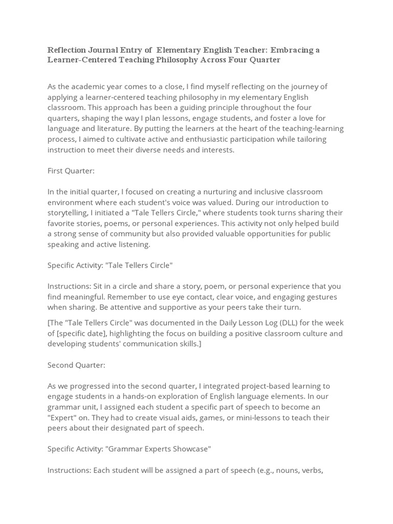 Learner-Centered Teaching in English Class | PDF | Storytelling | Learning