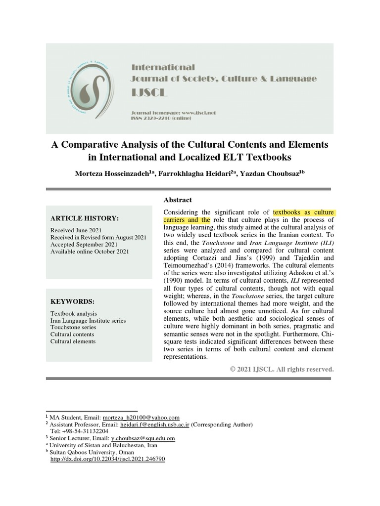 A Comparative Analysis of The Cultural Contents and Elements | PDF ...