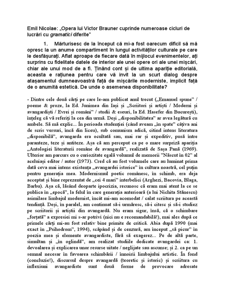 Interviu Final Emil Nicolae | PDF