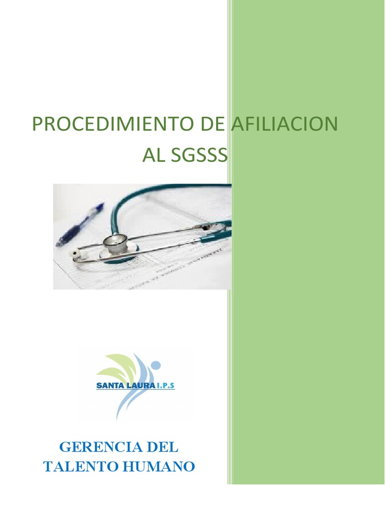 Procedimiento de Afiliacion Al SGSSS | PDF