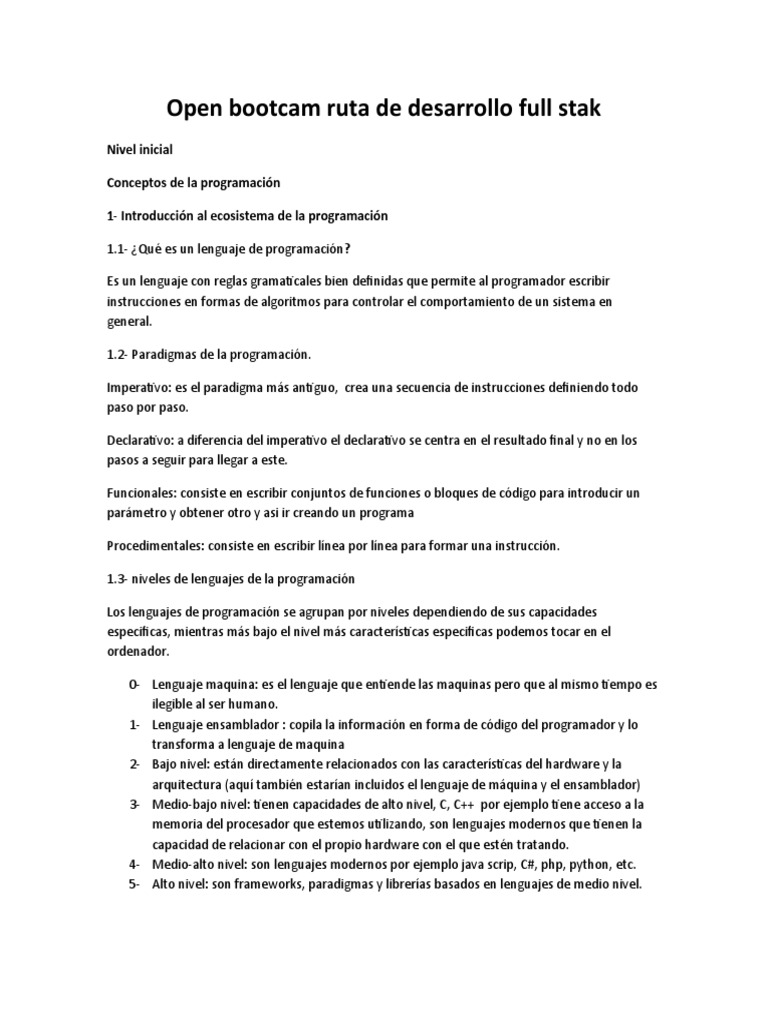 Bootcamp de Desarrollo Full Stack | PDF | Computación en la nube | Transferencia de estado ...