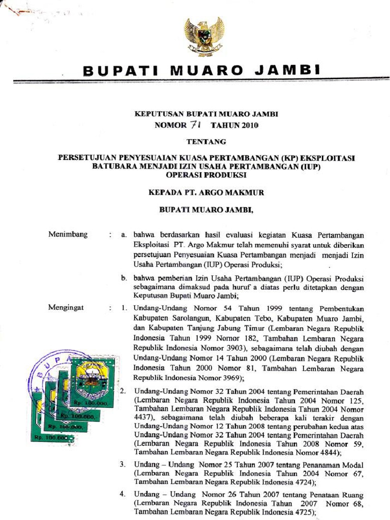 SK Iup Op PT Argo Makmur | PDF