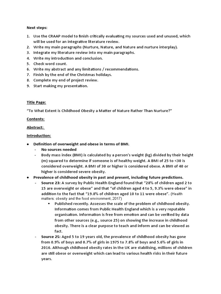 EPQ Plan | PDF | Body Mass Index | Obesity