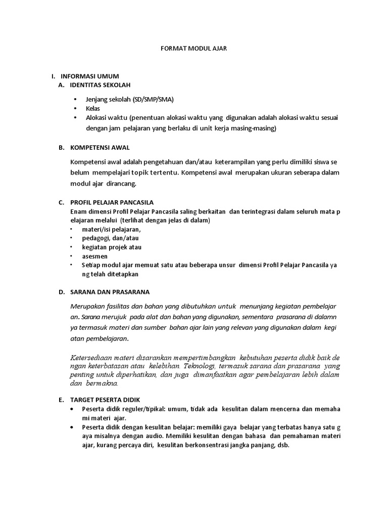 Format dan Ukuran Modul Ajar | PDF | Karier & Perkembangan