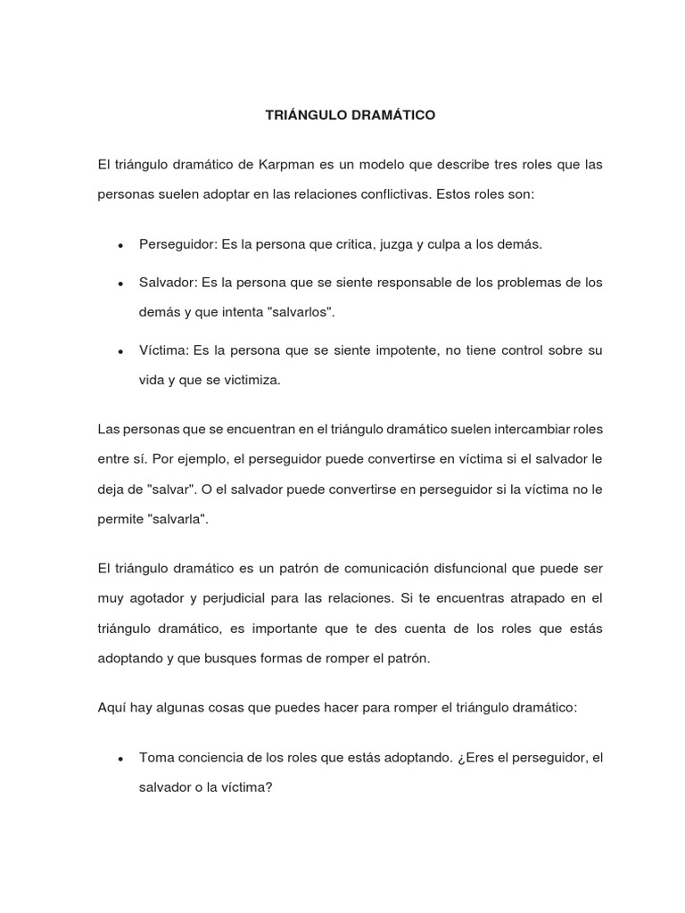 Triángulo Dramático | PDF | Relaciones personales, crianza y desarrollo ...