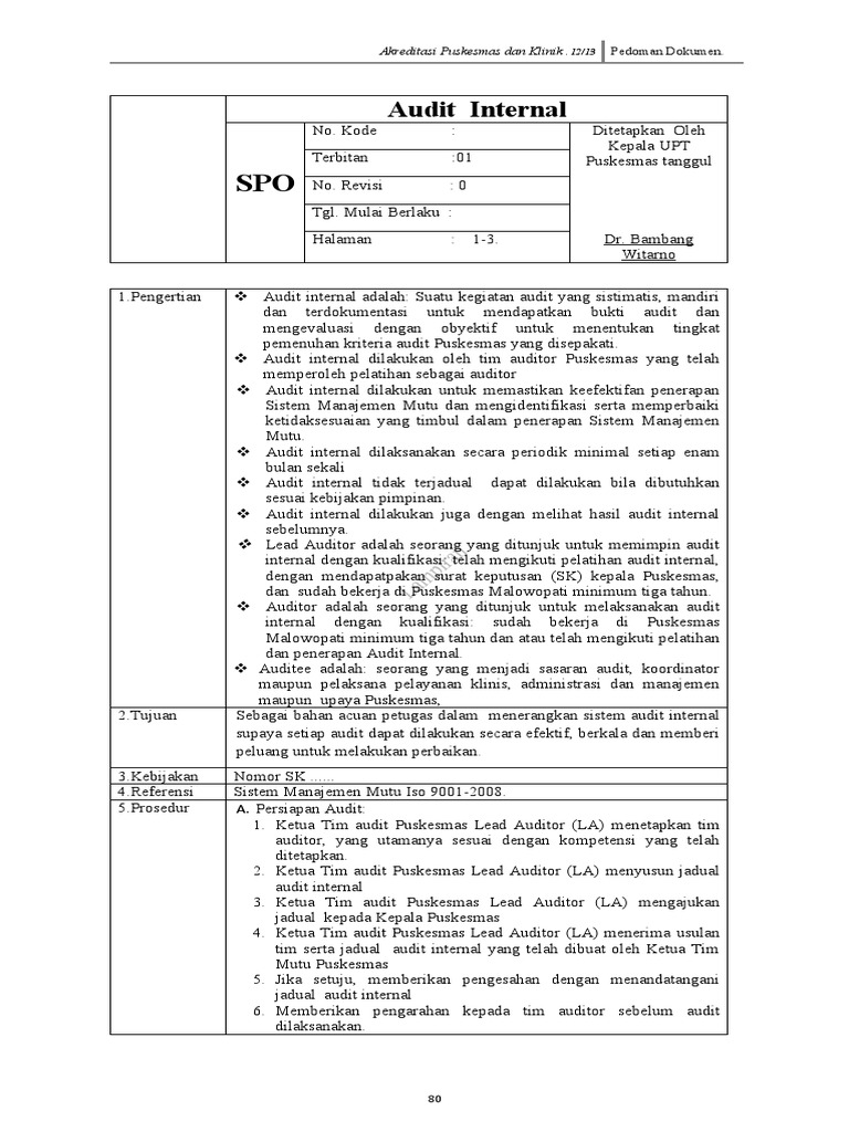 SANTI SPO Audit Internal | PDF | Pengelolaan Keuangan & Uang