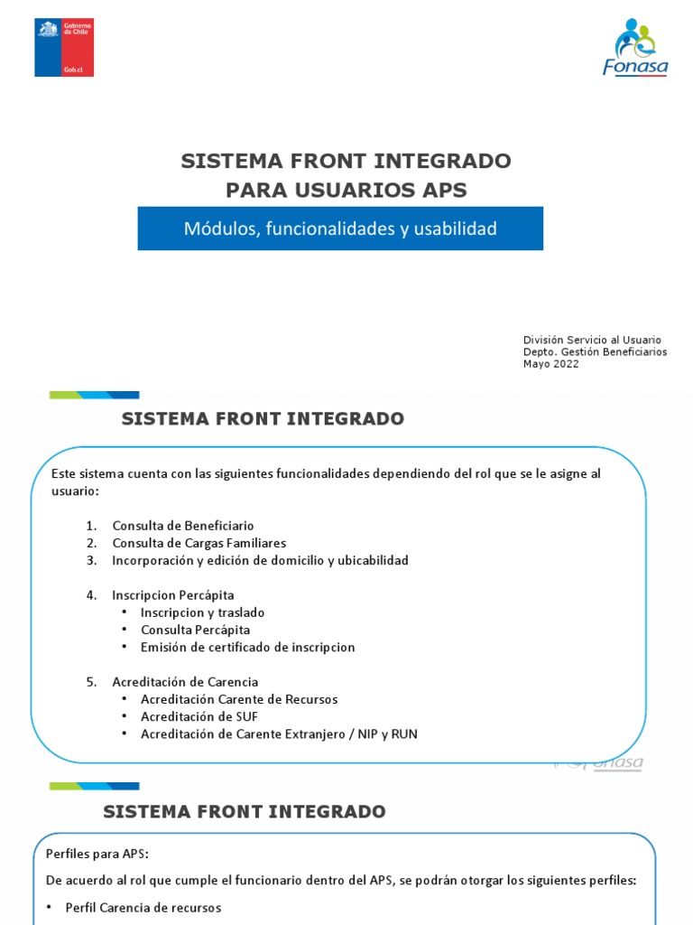 Presentacion Front Integrado APS | PDF | Autenticación | Tecnologías de la información