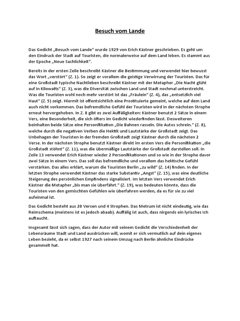 Interpretation Besuch Vom Lande | PDF