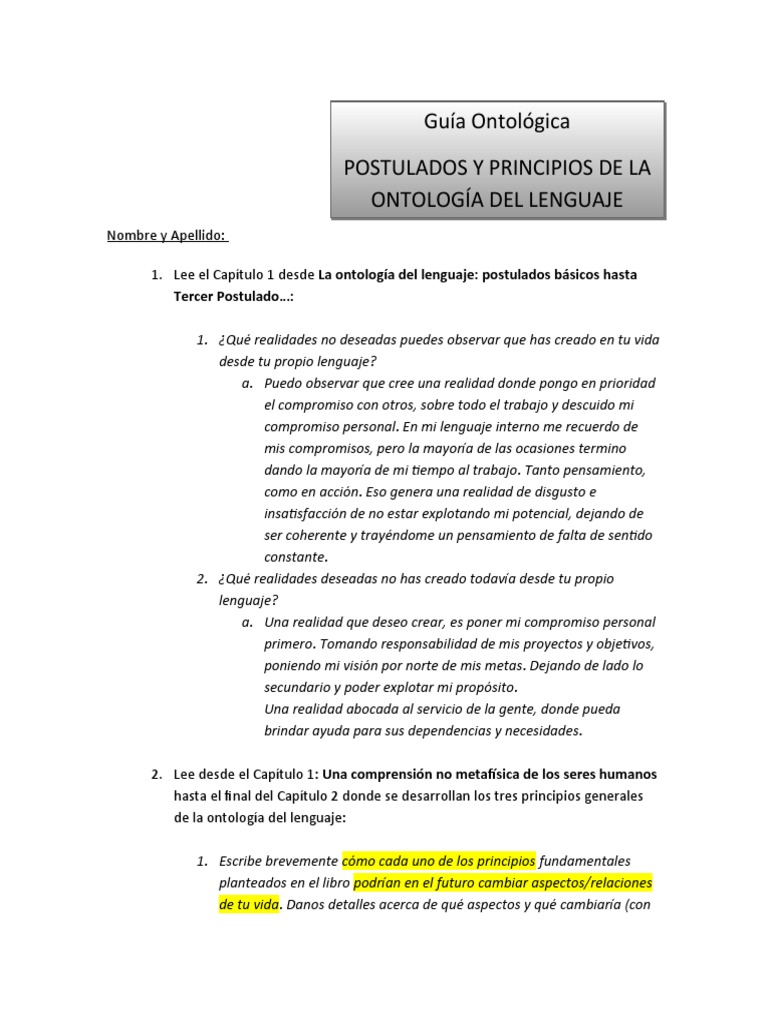 Principios de la Ontología del Lenguaje | PDF | Ontología | Pensamiento