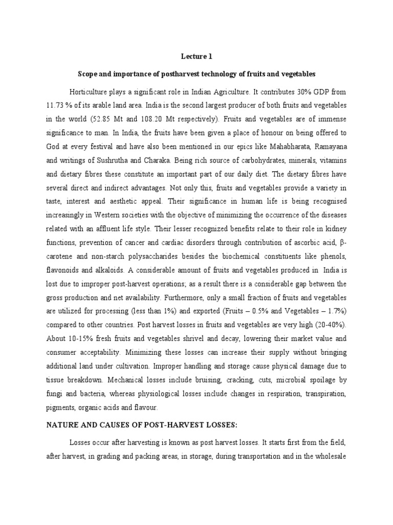 HOR 311 - Thoery Notes | PDF | Postharvest | Vegetables