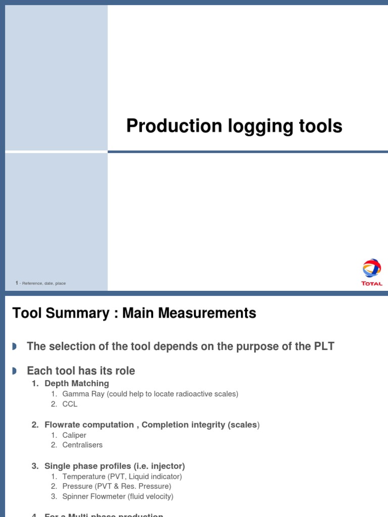 Production Logging Tools Total Company Pdf Download Free Pdf Flow Measurement Pressure