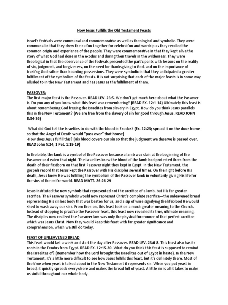 How Jesus Fulfills The Old Testament Feasts | PDF | Passover | Jesus