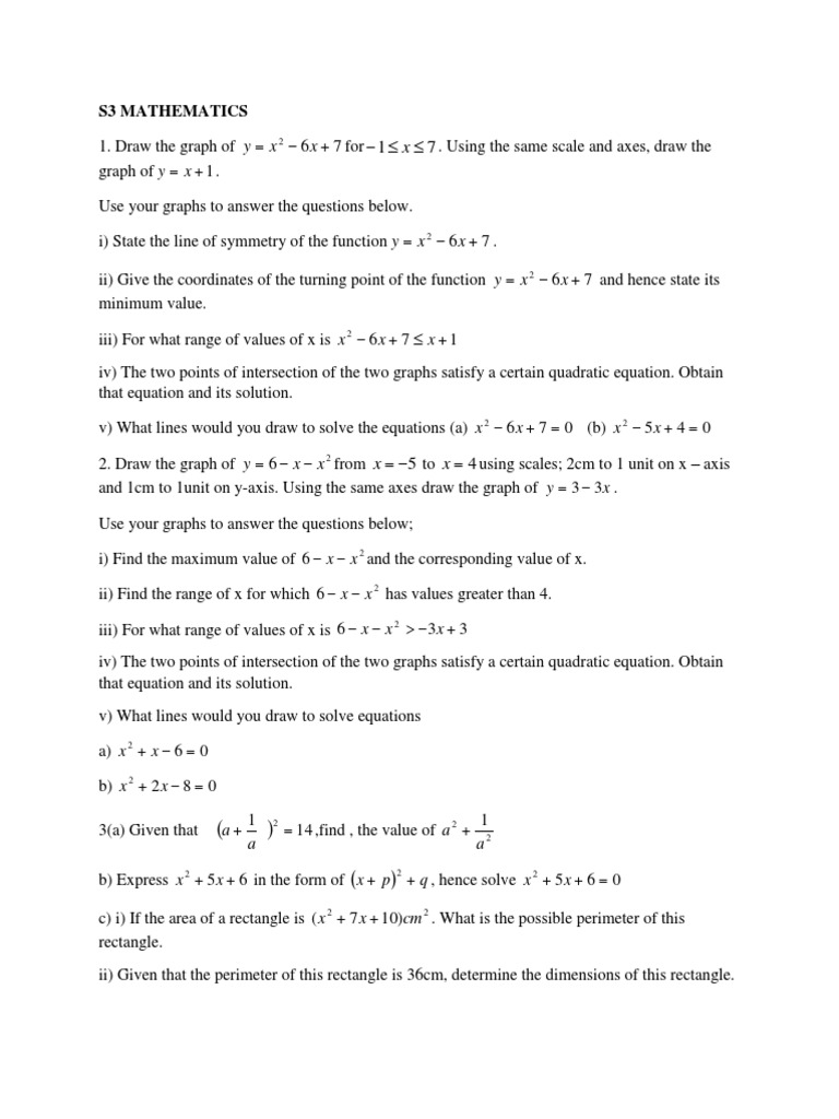 s3 Mathematics | PDF