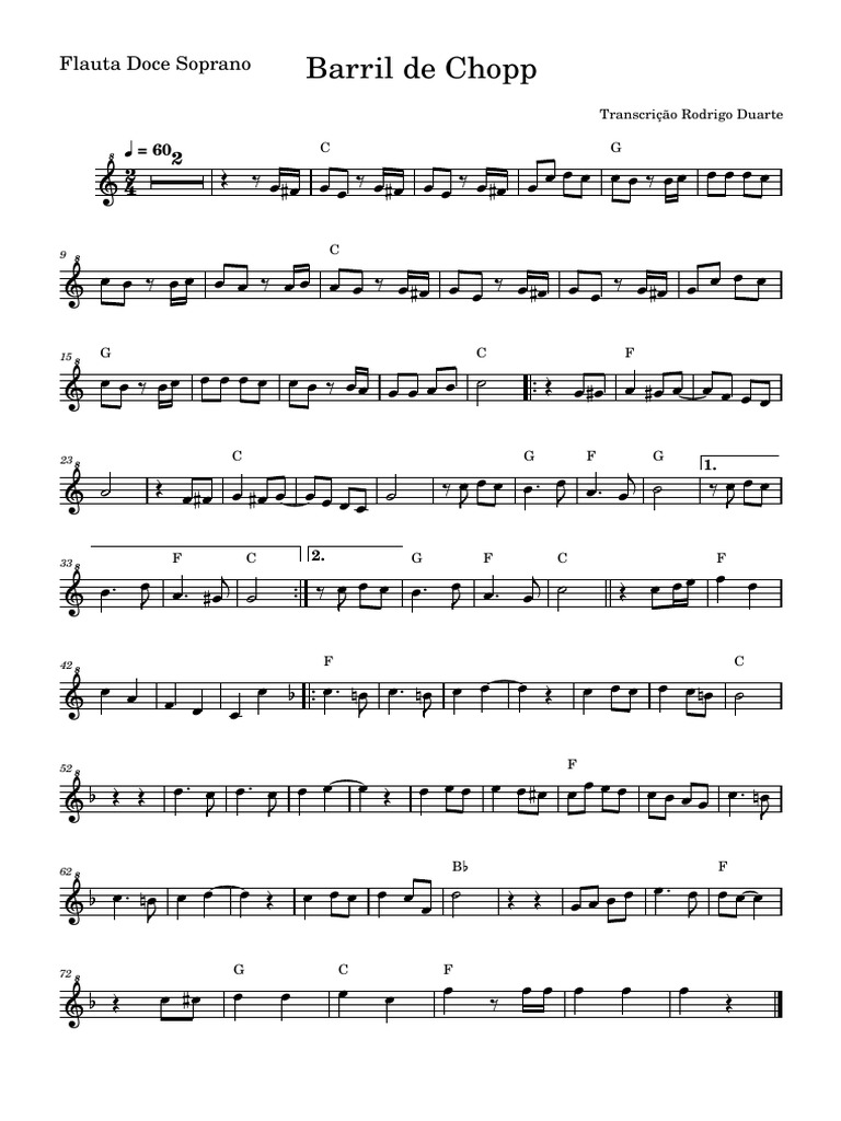 Barril de Chopp-Flauta - Doce - Soprano | PDF