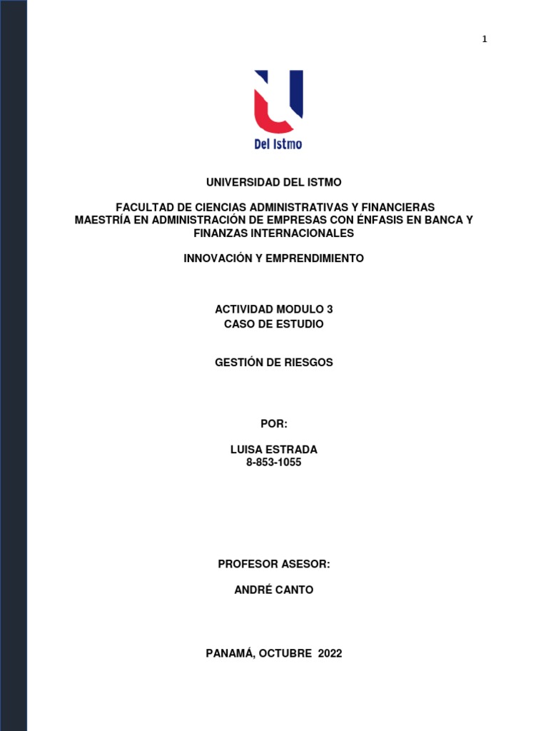 Actividad Modulo 3 - Luisa Estrada | PDF | Bancos | Riesgo