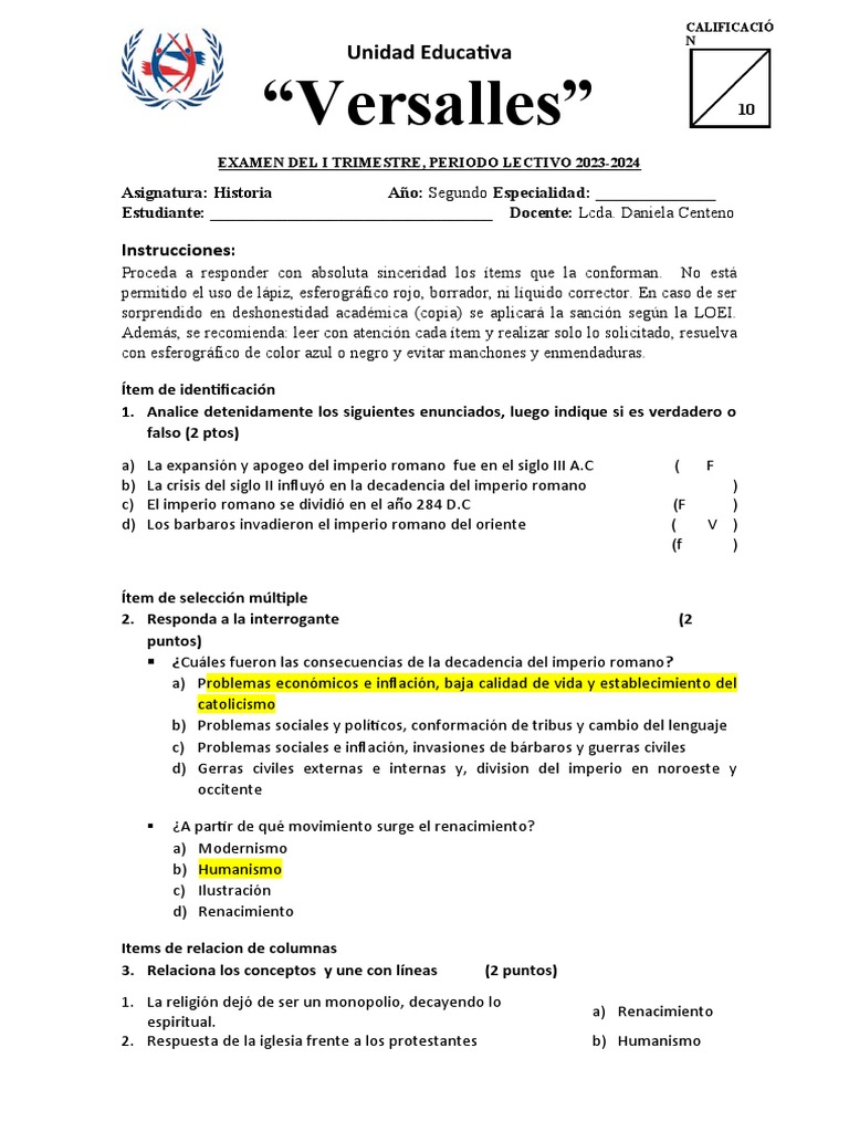 Formato de Examen | PDF