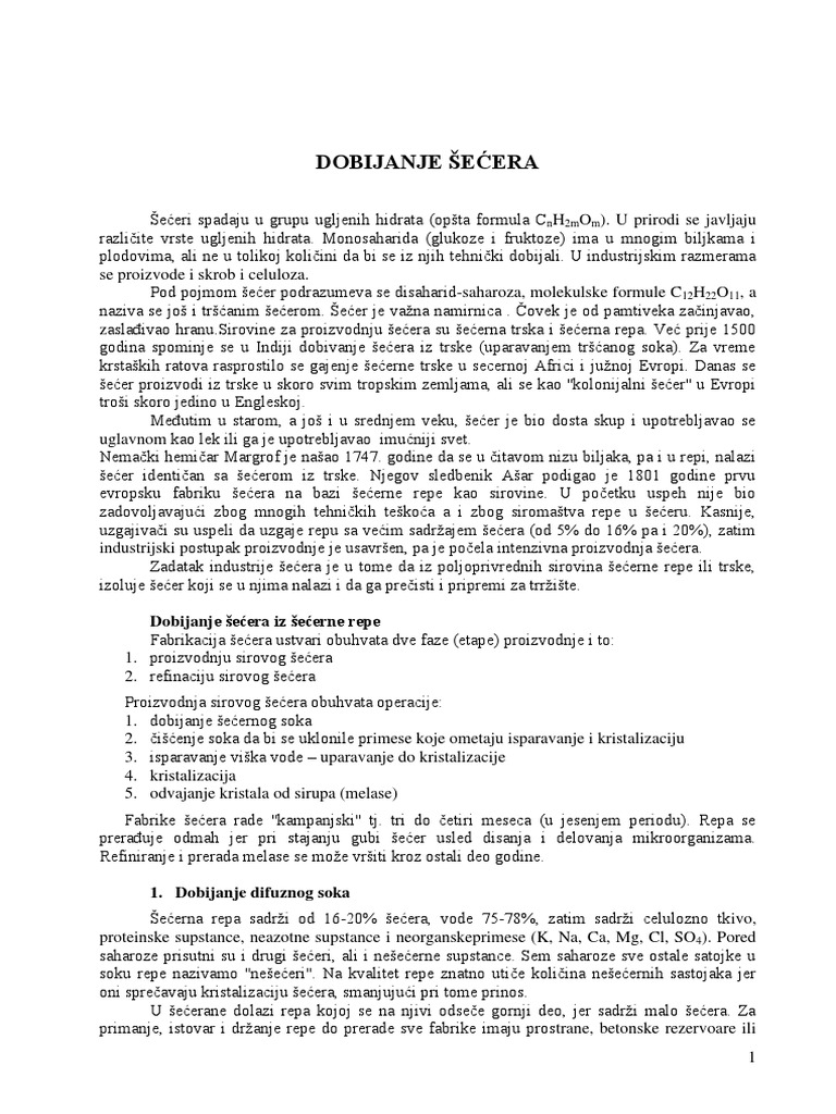 Dobijanje Secera | PDF