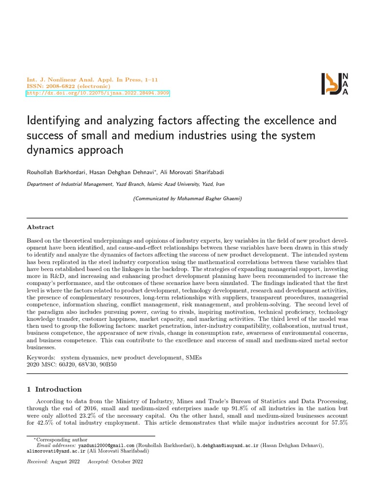2020 Factors Affect The Success and Exellence of SMEs | PDF ...