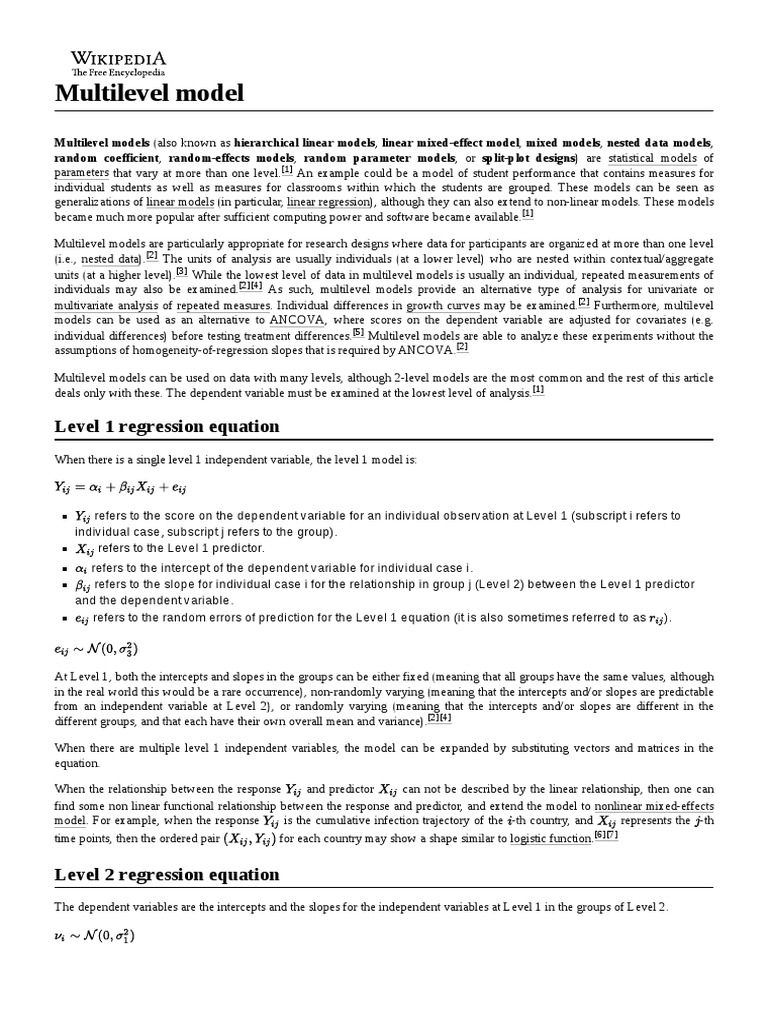 Multilevel Model Pdf Multilevel Model Dependent And Independent Variables
