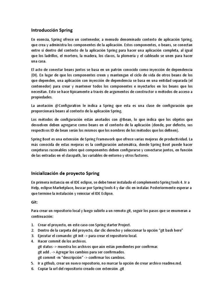 Introducción a Spring y su Configuración | PDF | Spring Framework | Informática