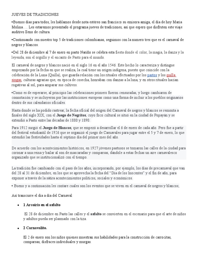 Carnaval de Negros y Blancos | PDF | Carnaval