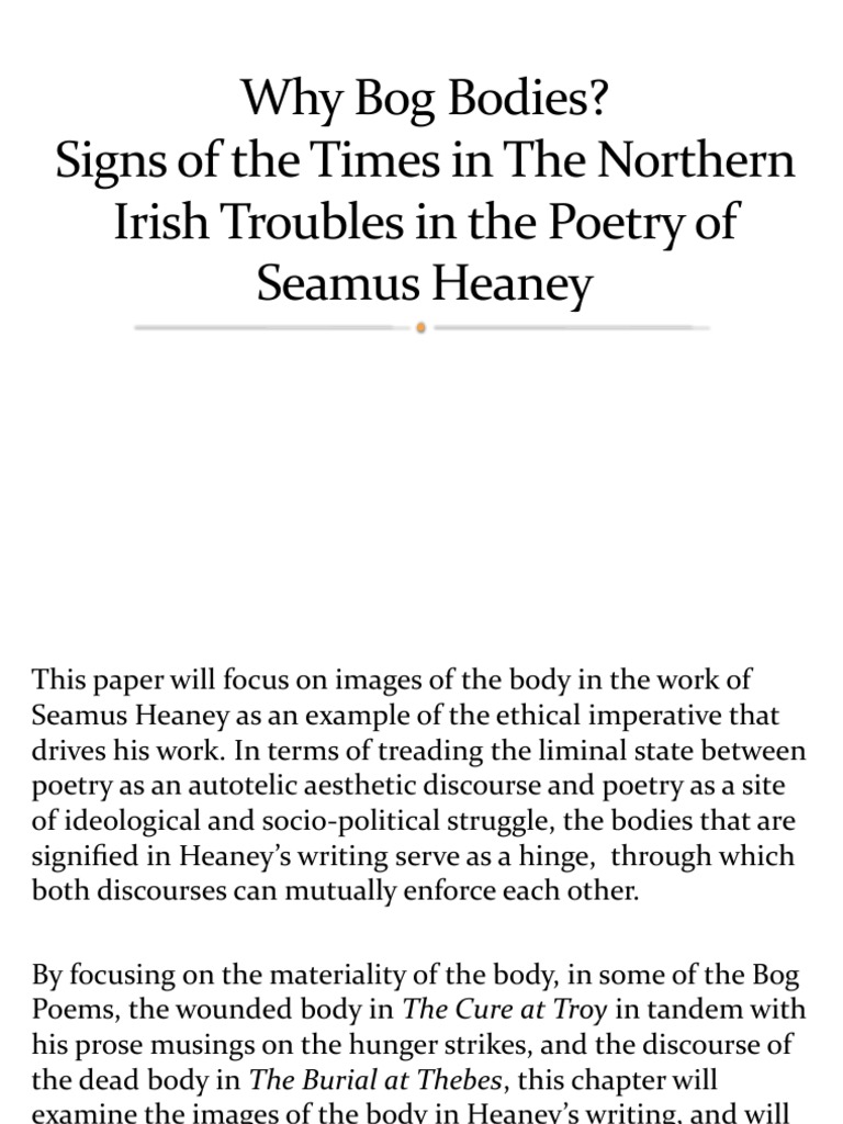 Why Bog Bodies Signs of The Times in The Northern Irish Troubles in The ...