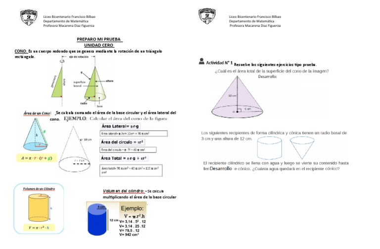 Ejercicios de Geometría: Cono y Cilindro | PDF
