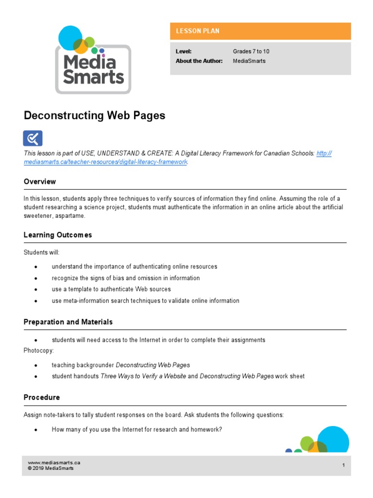 Lesson Deconstructing Web Pages | PDF | Libraries | Wikipedia Lesson Deconstructing Web Pages | PDF | Libraries | Wikipedia