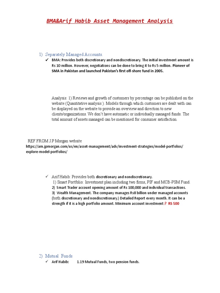 BMA&Arif Habib Asset Management Analysis | PDF | Investing | Investment Management