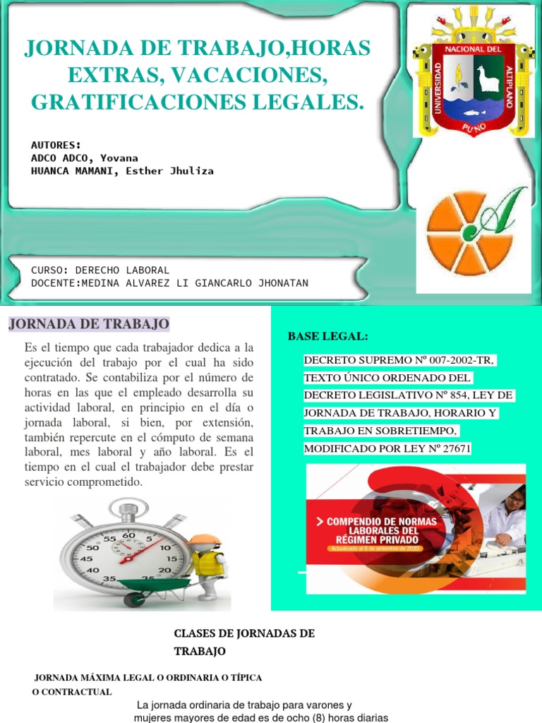 Diapositivas de Derecho Laboral | PDF | Derecho laboral | Tiempo de trabajo