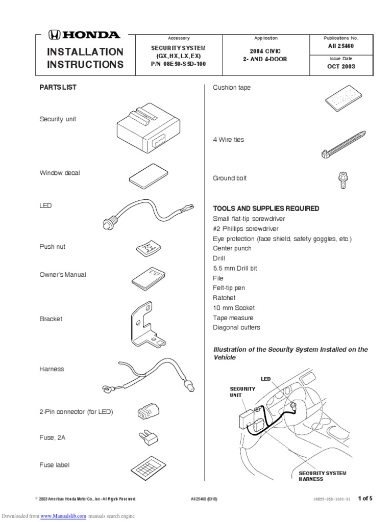 Civic Security System Manual | PDF | Electrical Connector | Steering