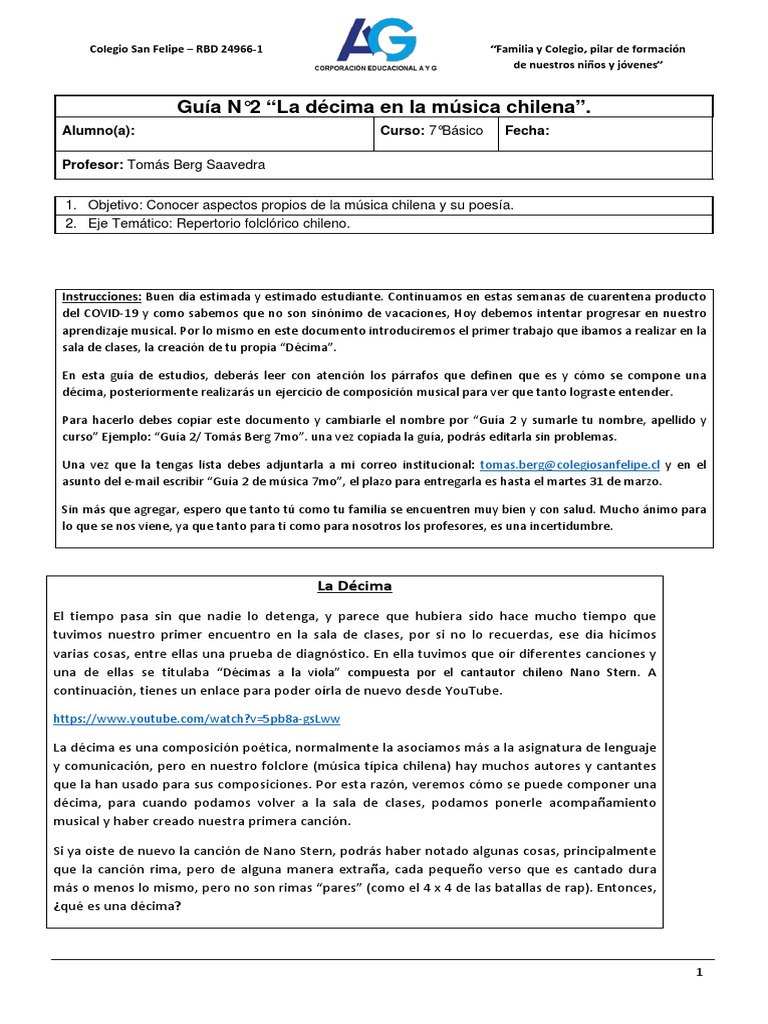 7 Basico - Musica - Guia 2 - h5 | PDF | Sílaba | Canciones