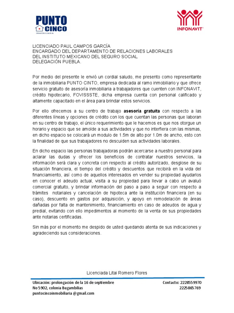 Carta para IMSS | PDF