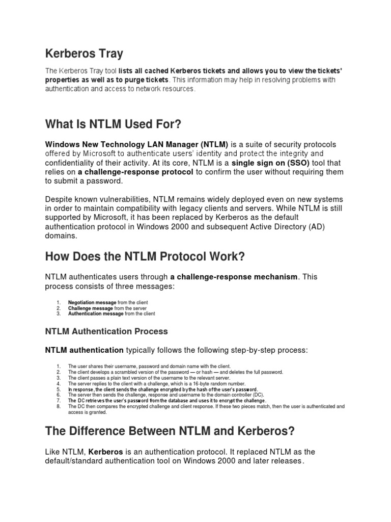 Kerberos and NTLM Authentication | PDF | Password | Digital Rights