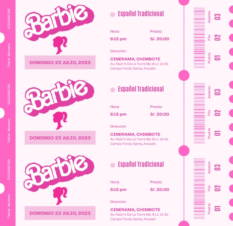 Tickets para Barbie 2 | PDF