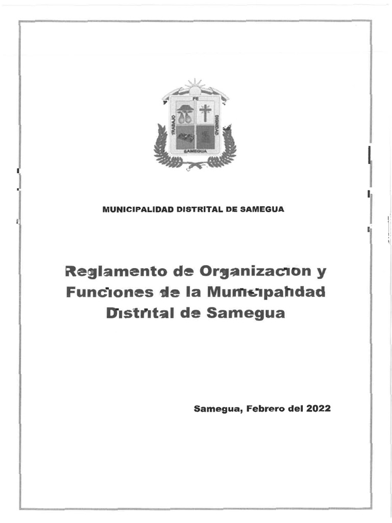 ROF Reglamento de Organizacion y Funciones | PDF | Gobierno local | Regulación