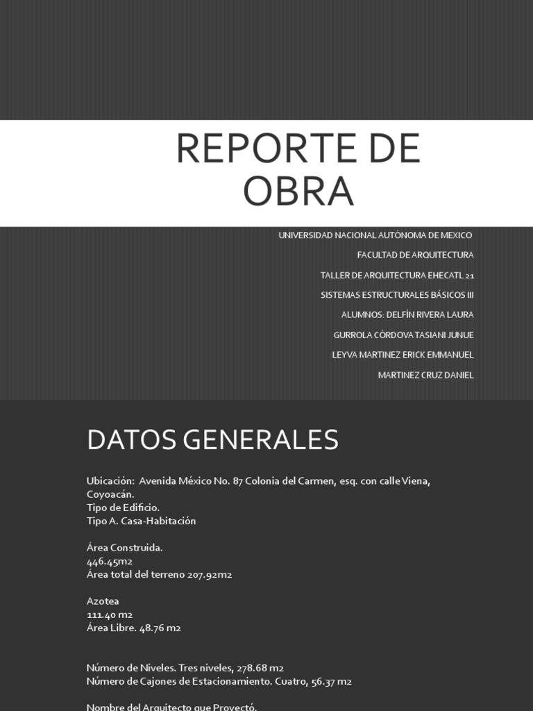 Reporte de Obra | PDF | Construyendo tecnología | Diseño arquitectonico