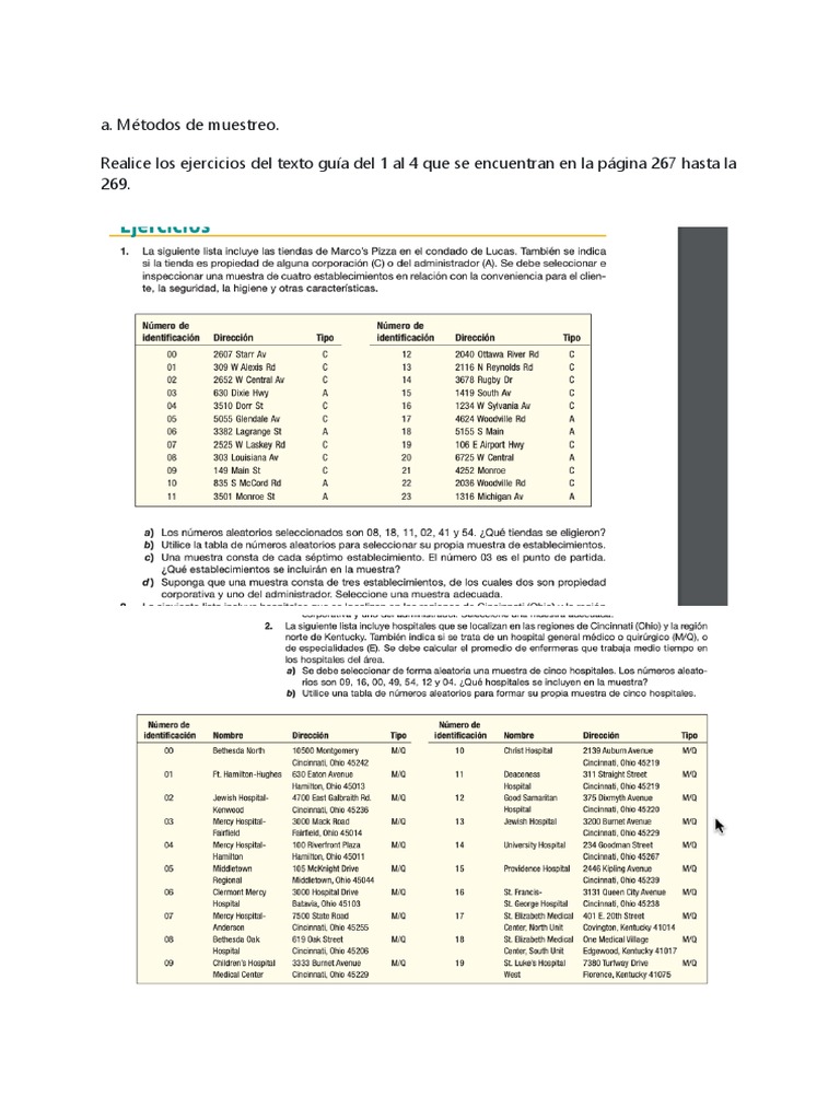 Tarea 1. Métodos de Muestreo y Distribución Muestral de La Media | PDF