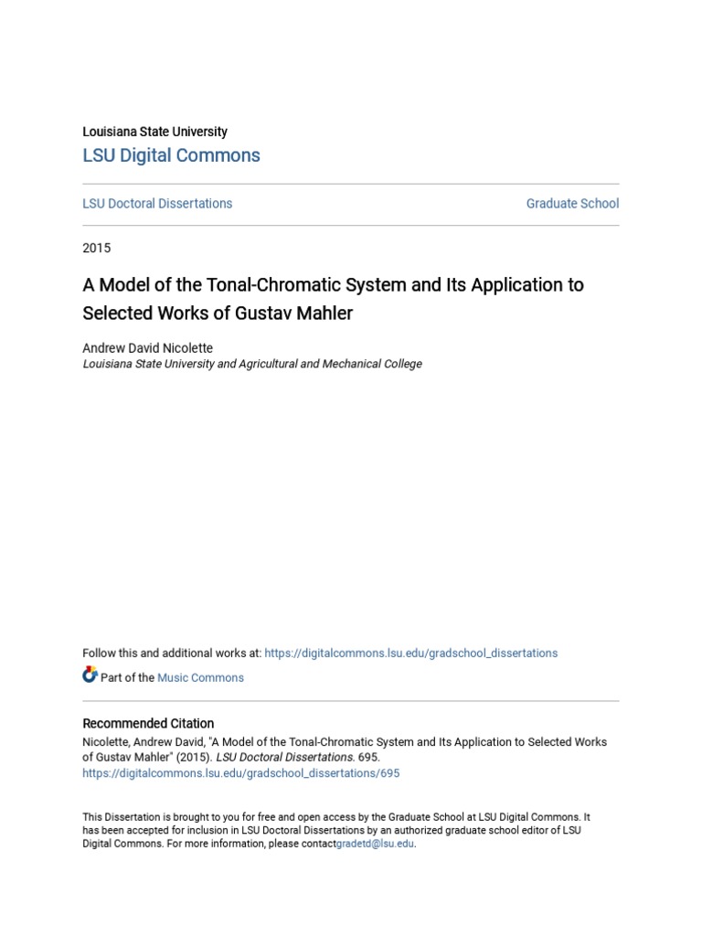 A Model of The Tonal-Chromatic System and Its Application To Sele | PDF ...