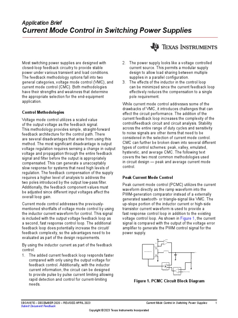 Current Mode Control in Switching Power Supplies | PDF | Amplifier | Power Supply
