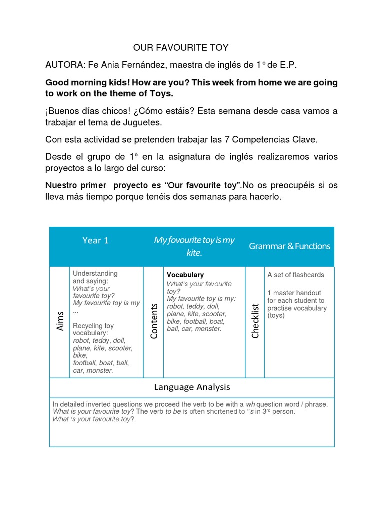 My Favourite Toy-2° E.P. | PDF | Linguistics | Grammar