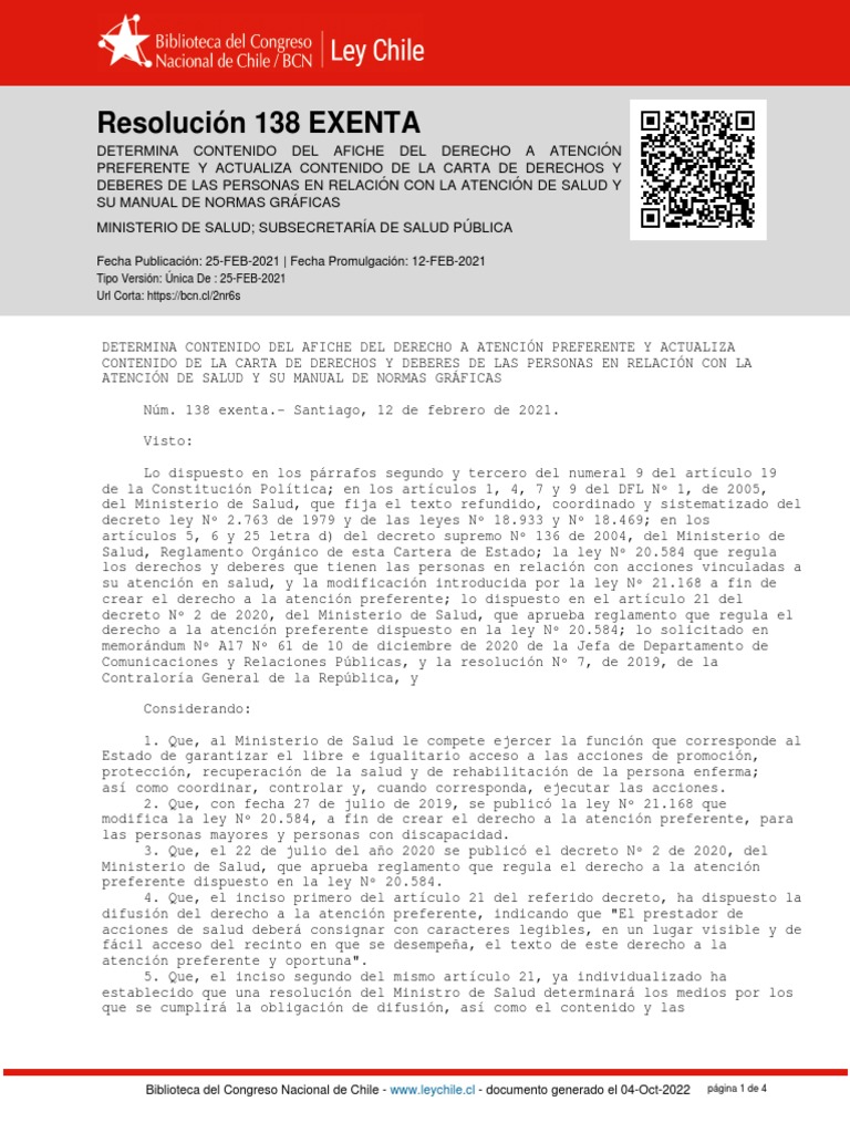 Resolucion 138 EXENTA - 25 FEB 2021 | PDF | Gobierno