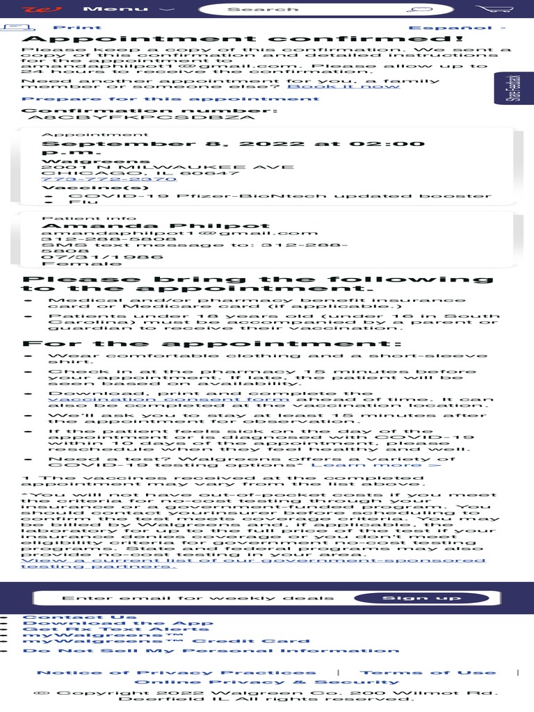 COVID-19 and Flu Vaccination Walgreens Immuniza | PDF | Health Care