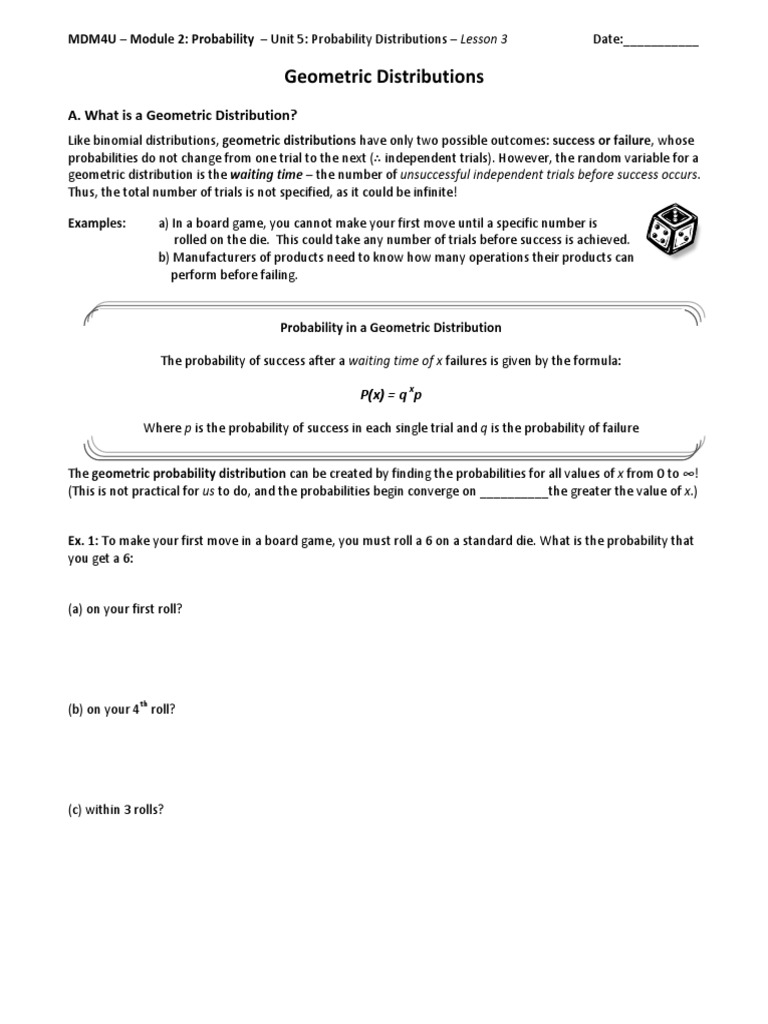 4.3 - Geometric Distributions | Download Free PDF | Probability ...