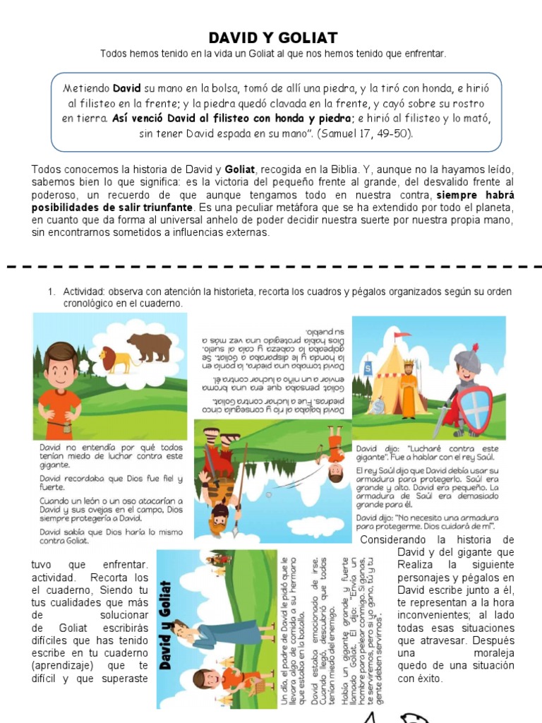 Actividades y Resumen de David y Goliat | PDF | Goliat | David