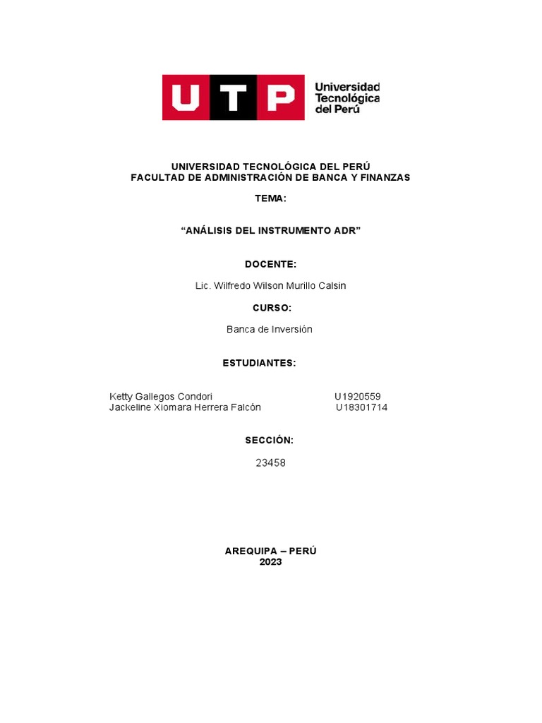 Tarea Academica 3 - Adr (1) - 1 | PDF | Bolsa | Bancos