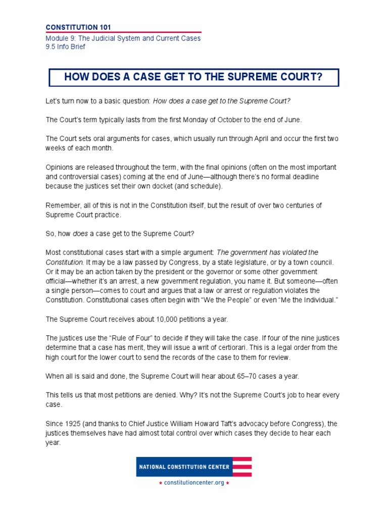 How Cases Reach the Supreme Court | PDF | Certiorari | Supreme Court Of ...