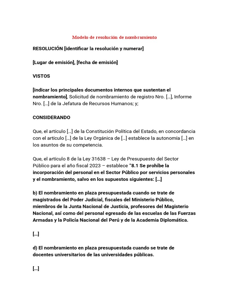 Modelo de Resolución de Nombramiento | PDF | Fiscal | Judicaturas