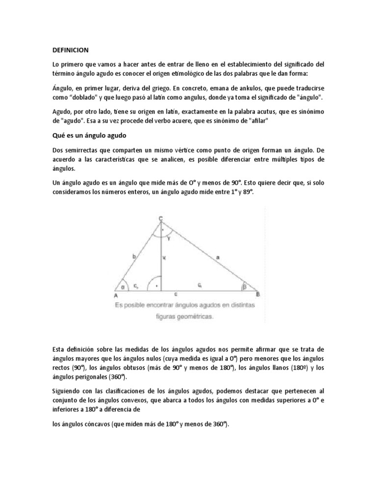 Definición y Origen de Ángulo Agudo | PDF | Métodos y materiales de ...