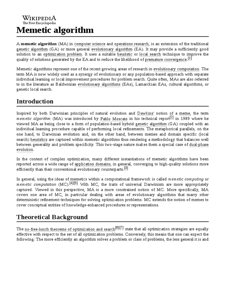 Memetic Algorithm | PDF | Algorithms | Systems Theory Memetic Algorithm | PDF | Algorithms | Systems Theory